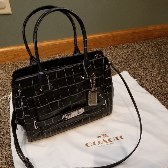 Coach | Bags | Coach Swagger Frame Satchel In Denim | Poshmark